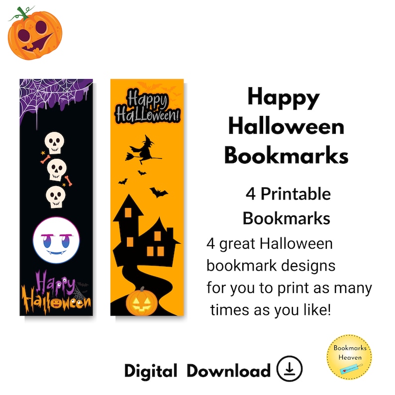 Halloween Bookmark Printable, Creepy Halloween Gift, Spooky Bookmark ...