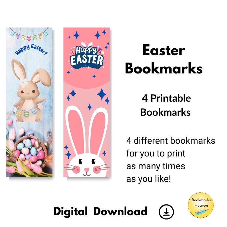 Happy Easter Printable Bookmarks for Kids, Easter Bookmarks for Kids ...