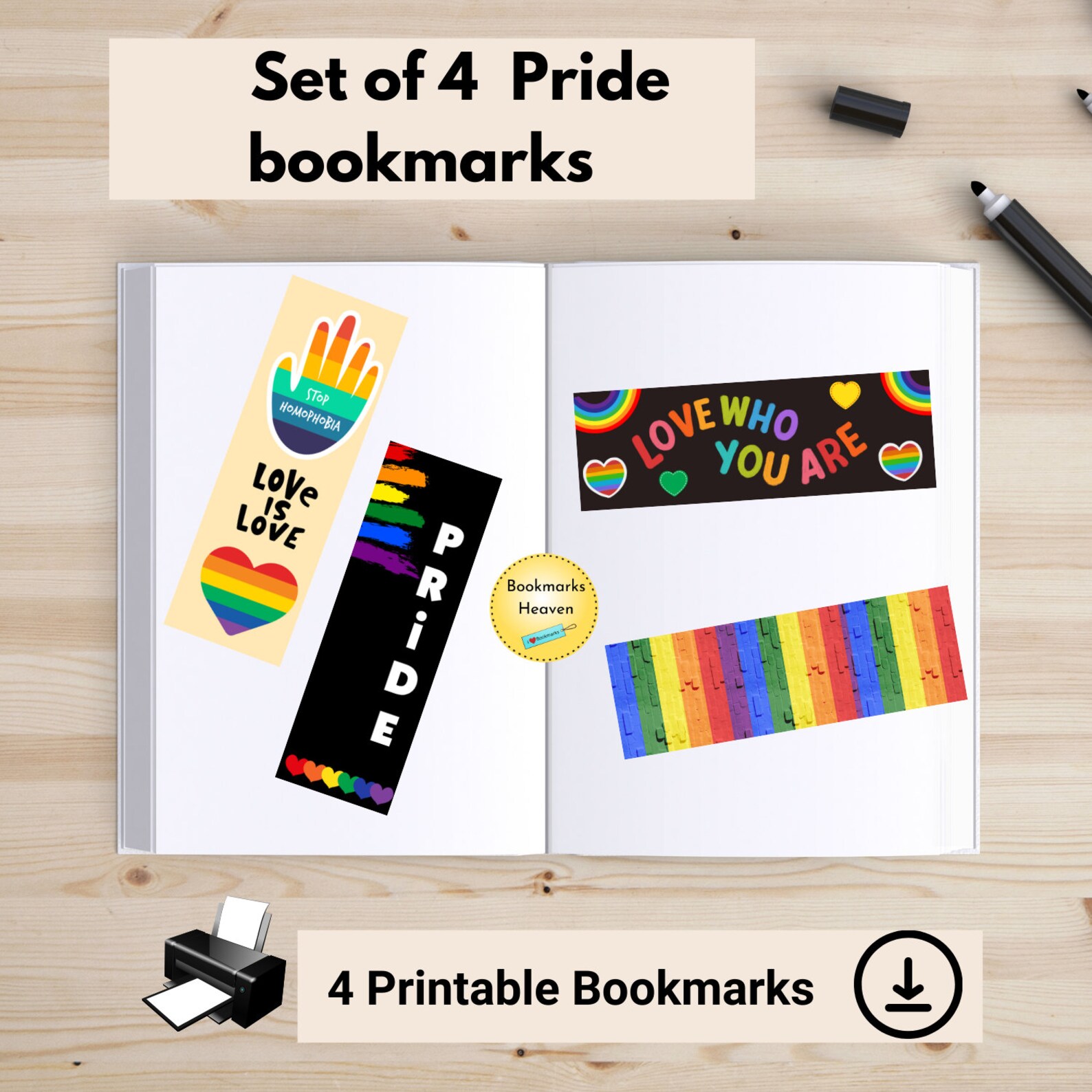 Pride Bookmark Printable LGBTQ Bookmark Digital Bookish - Etsy