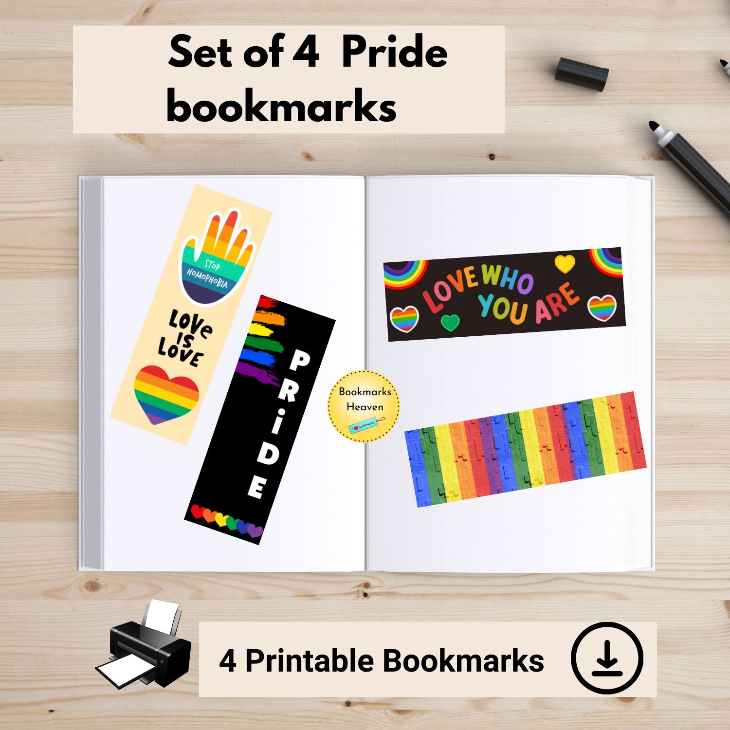 Pride Bookmark Printable, LGBTQ Bookmark Digital, Bookish Bookmarks ...