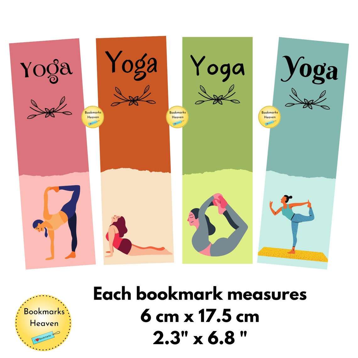 Yoga Bookmark Set of 4 Printable, Mindfulness Bookmarks for Women, Yoga ...