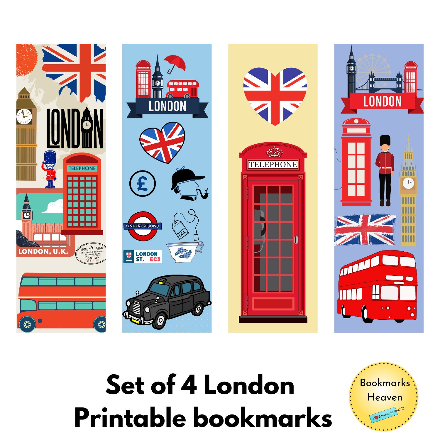 London Bookmarks Printable, London Gifts, Printable London Bookmarks ...