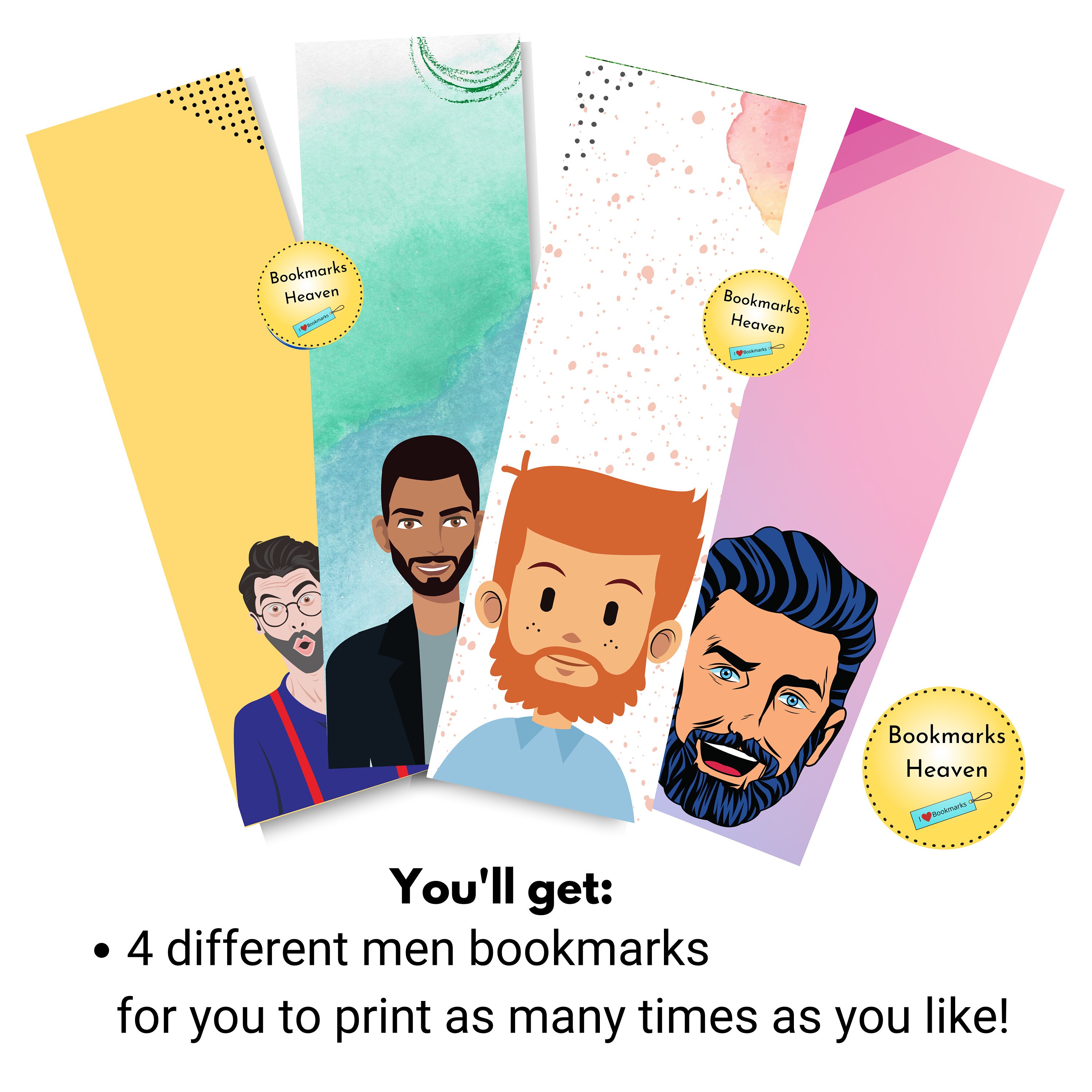 Digital Bookmarks, Bookish Reader Gift, Guys Bookmarks, Printable ...