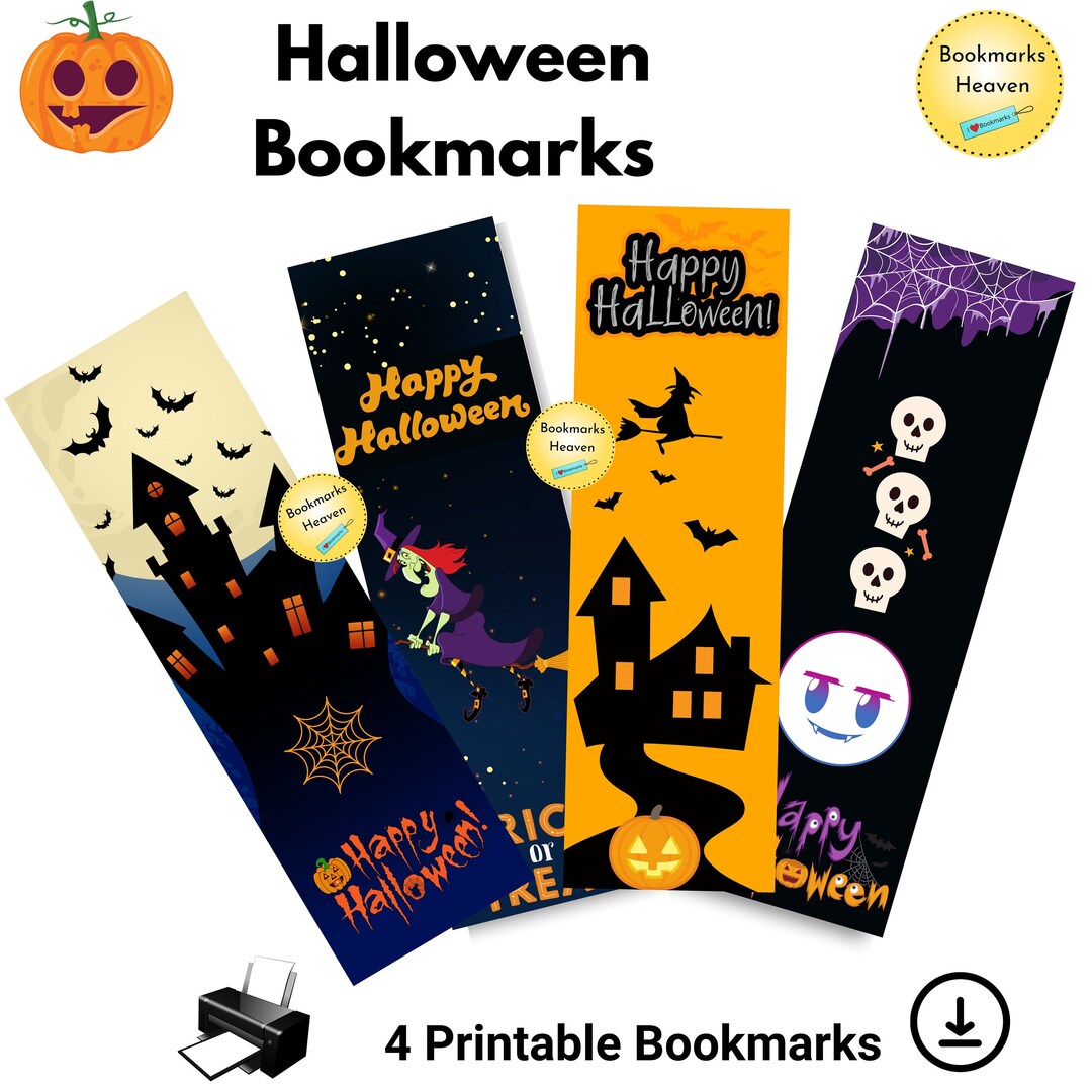 Halloween Bookmark Printable, Creepy Halloween Gift, Spooky Bookmark ...