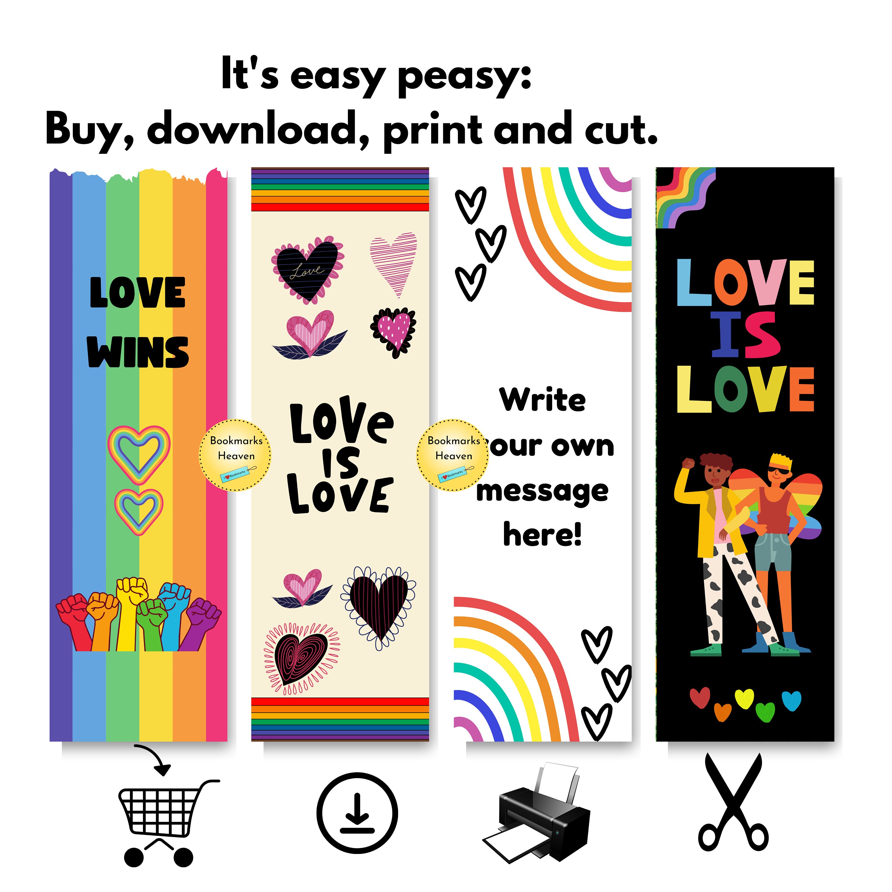 Pride Bookmarks Printable, Love is Love Bookmark, Pride Gifts Printable ...
