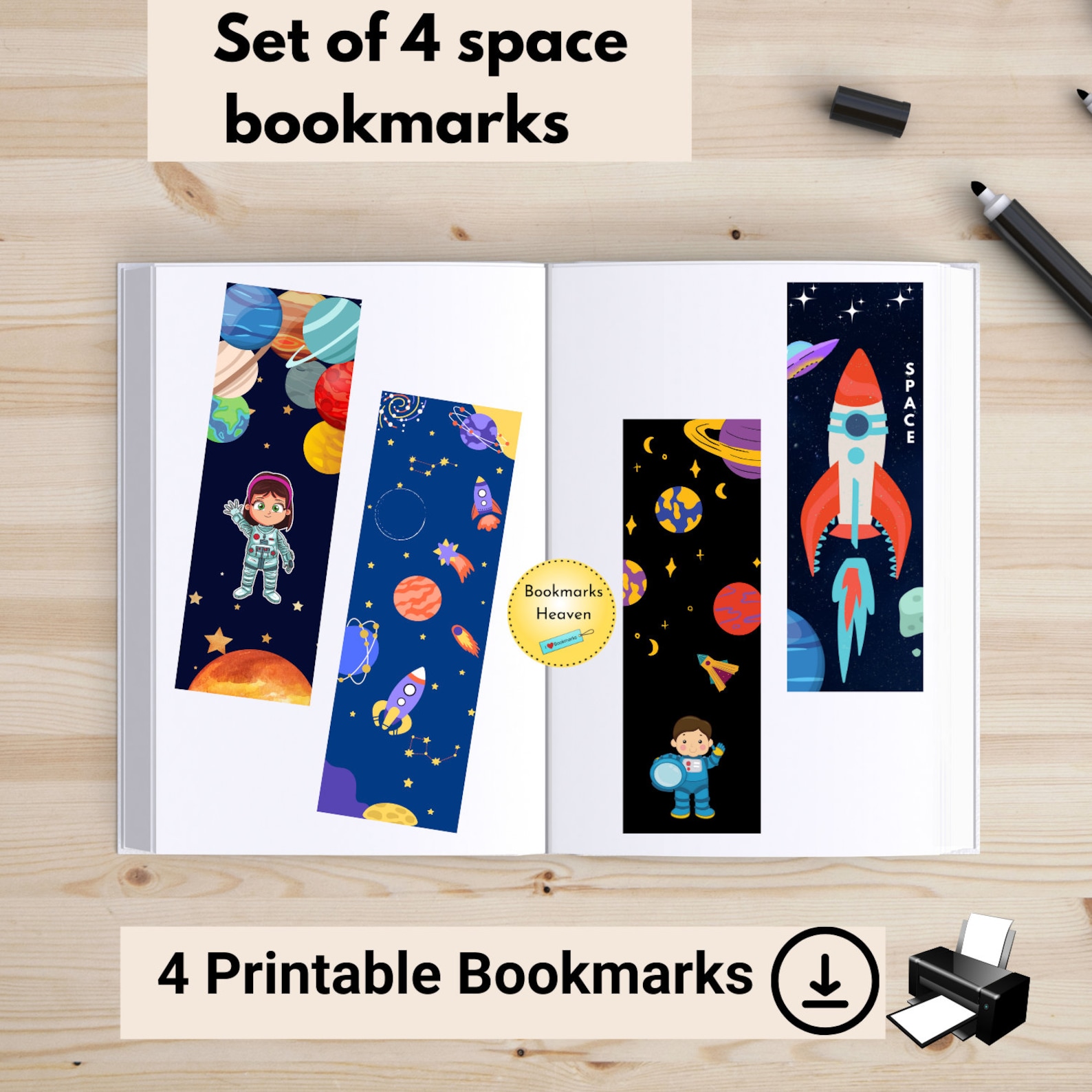 Space Bookmark, Bookmarks for Kids, Bookmarks Template, Space Bookmarks ...