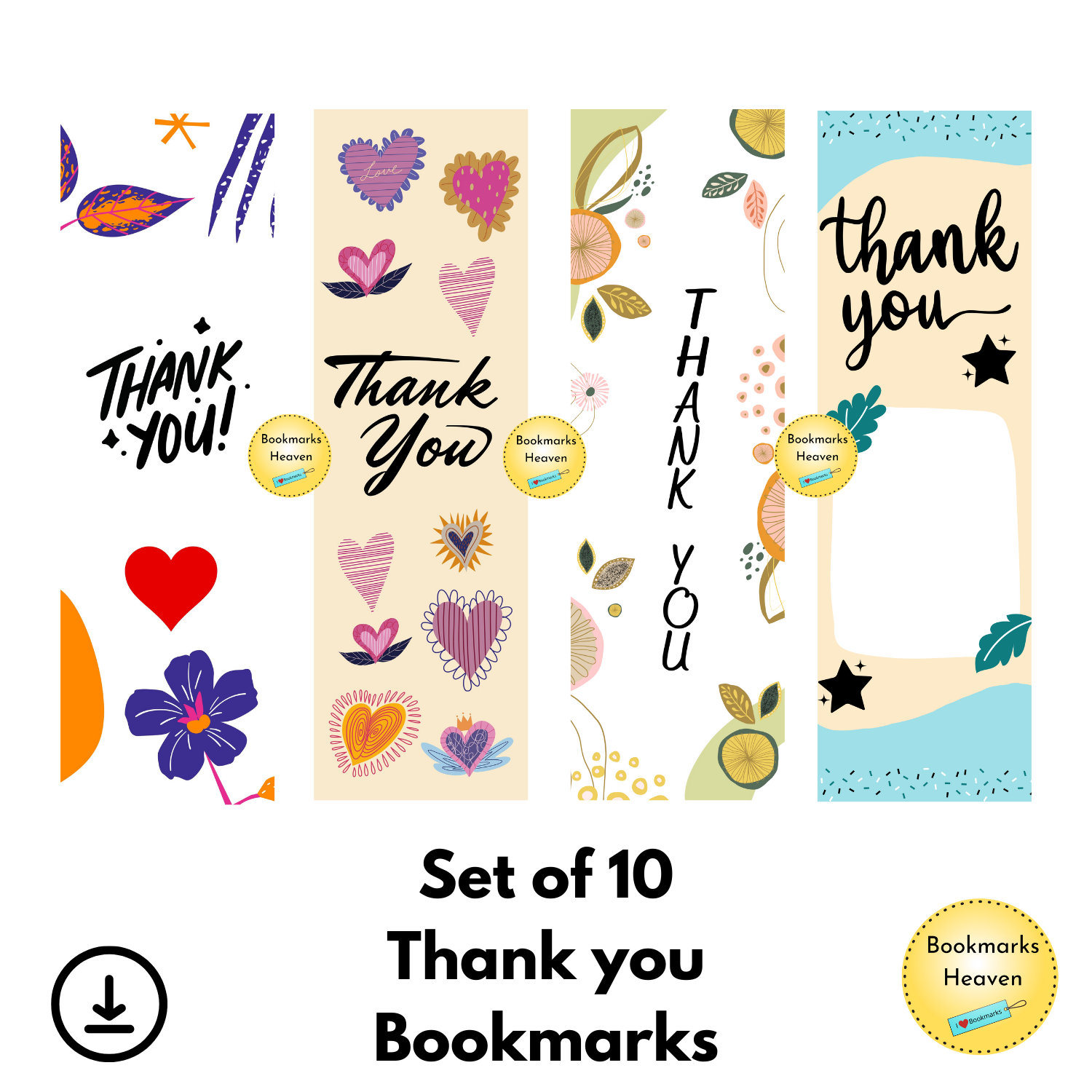 Thank You Printable Bookmarks, Thank You Bookmark Design, Thank You ...