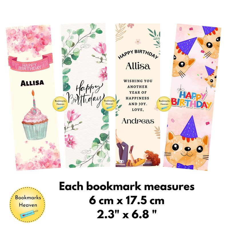 Custom Happy Birthday Bookmark, Personalized Bookmark Name, 21st ...
