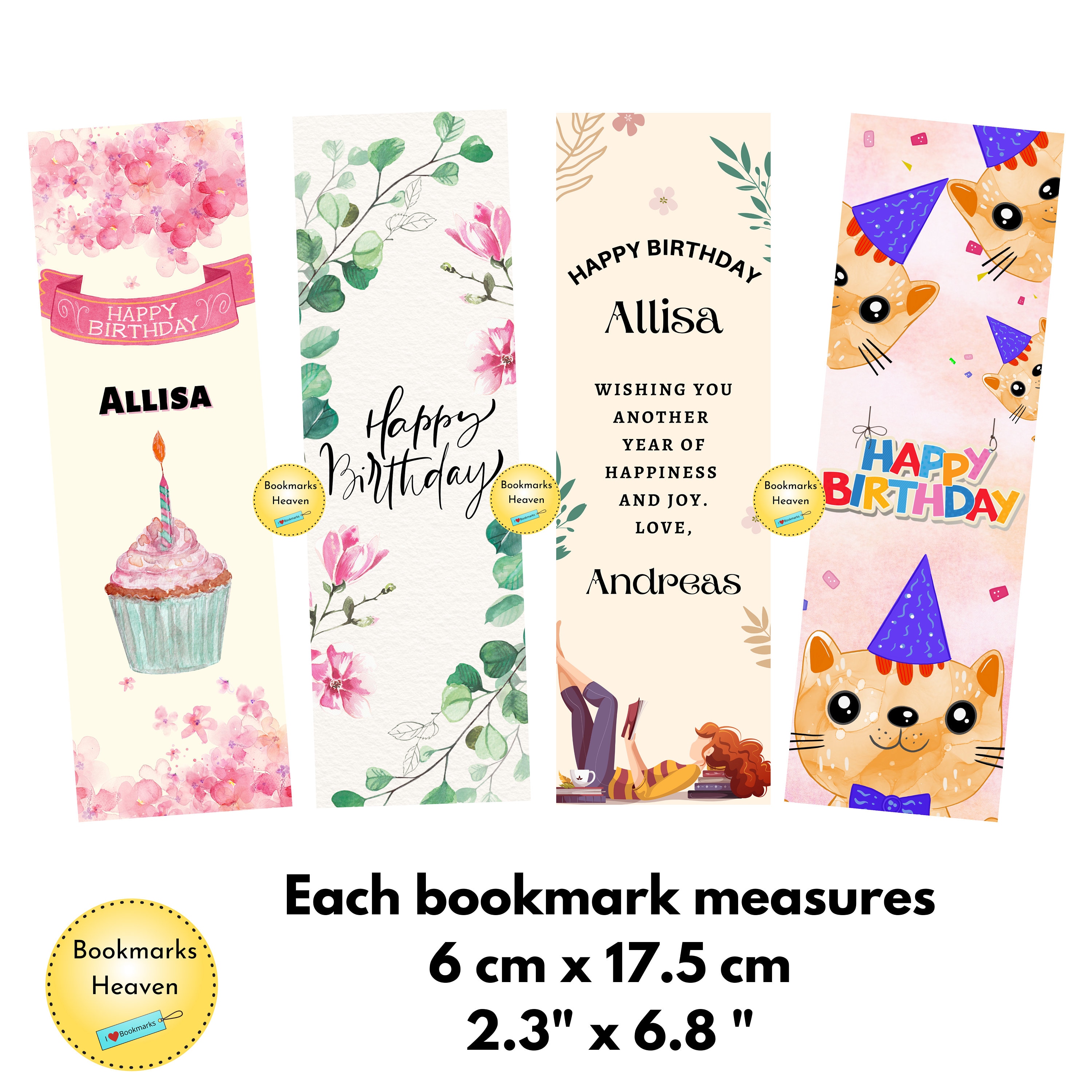 Custom Happy Birthday Bookmark, Personalized Bookmark Name, 21st ...