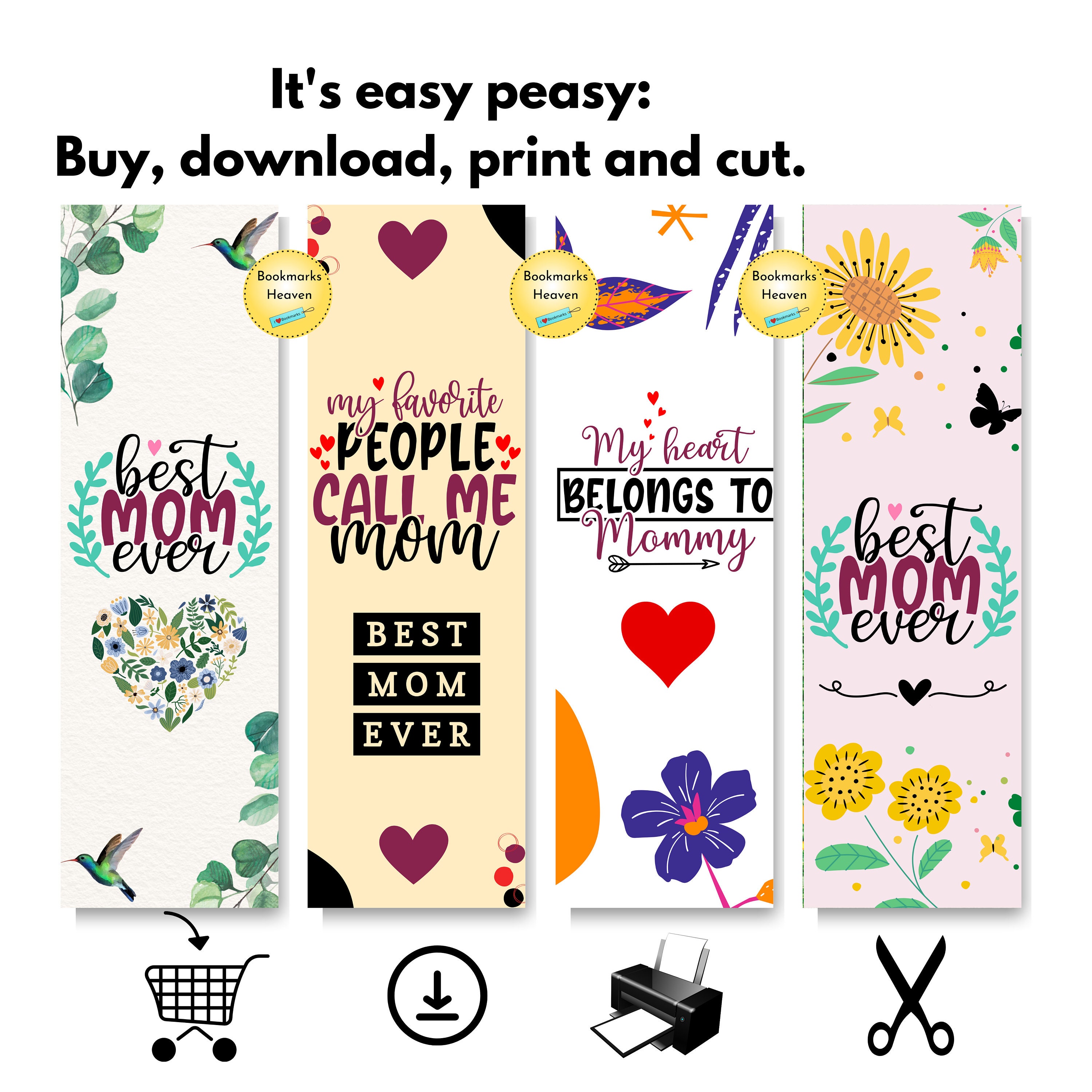 Mothers Day Bookmarks Printable, Bookmark Designs for Mom, Best Mom ...