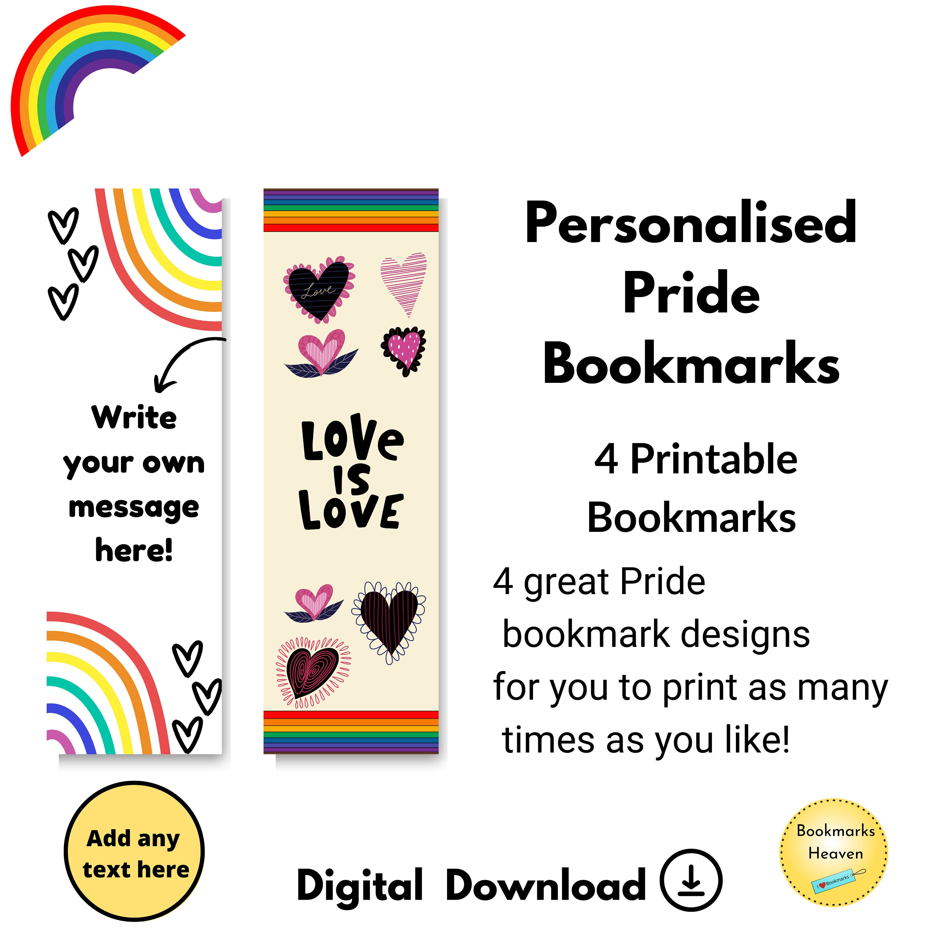 Pride Bookmarks Printable, Love is Love Bookmark, Pride Gifts Printable ...