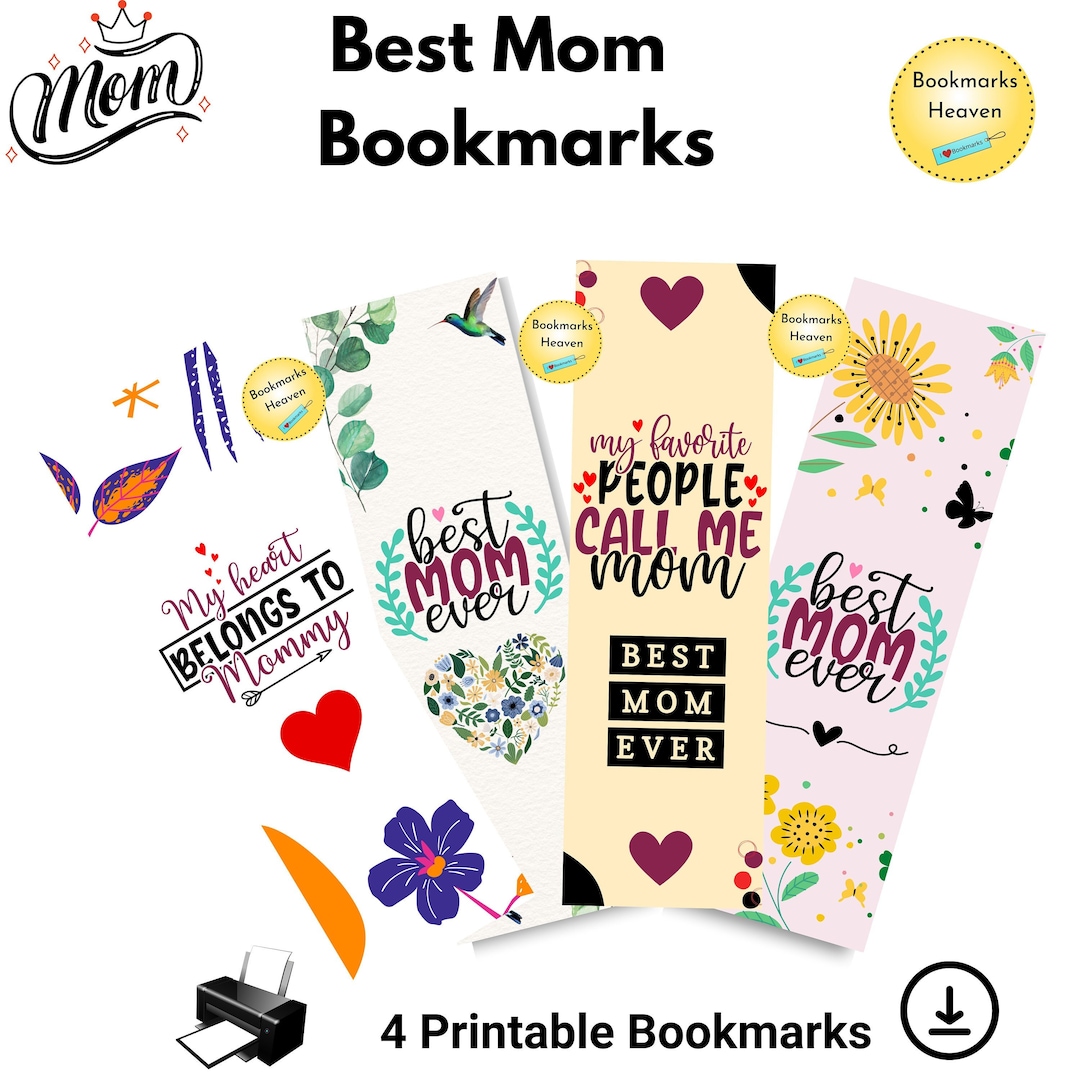 Mothers Day Bookmarks Printable, Bookmark Designs for Mom, Best Mom ...
