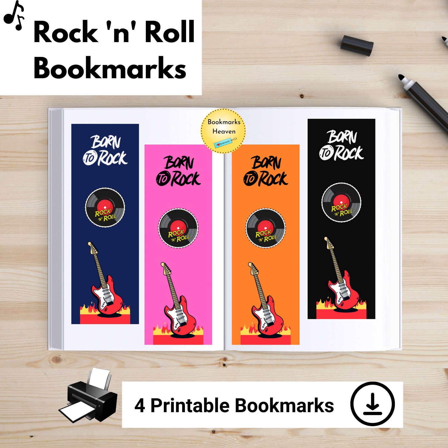 Musical Bookmarks Set of 4 Printable, Book Gifts for Music Lovers ...
