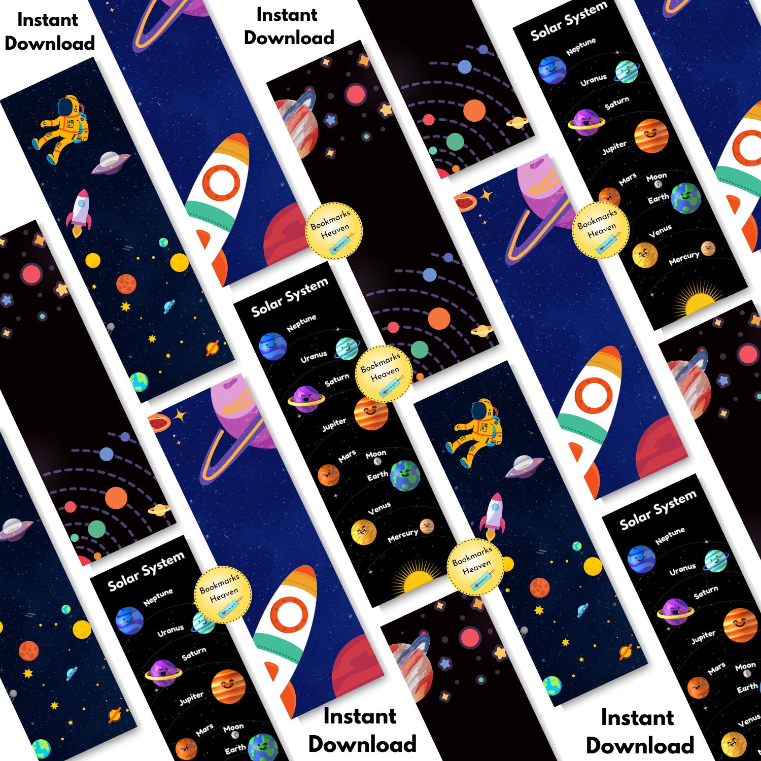 Set of Bookmarks Space Planets Printable Bookmarks Outer - Etsy