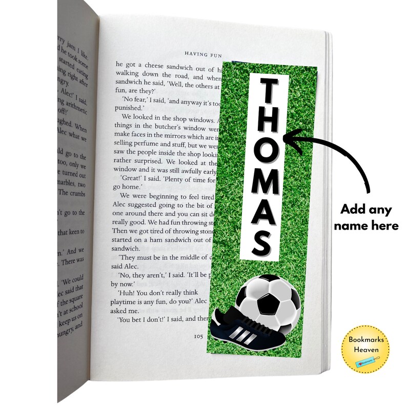 Personalized Soccer Bookmark Printable, Custom Bookmarks Digital ...