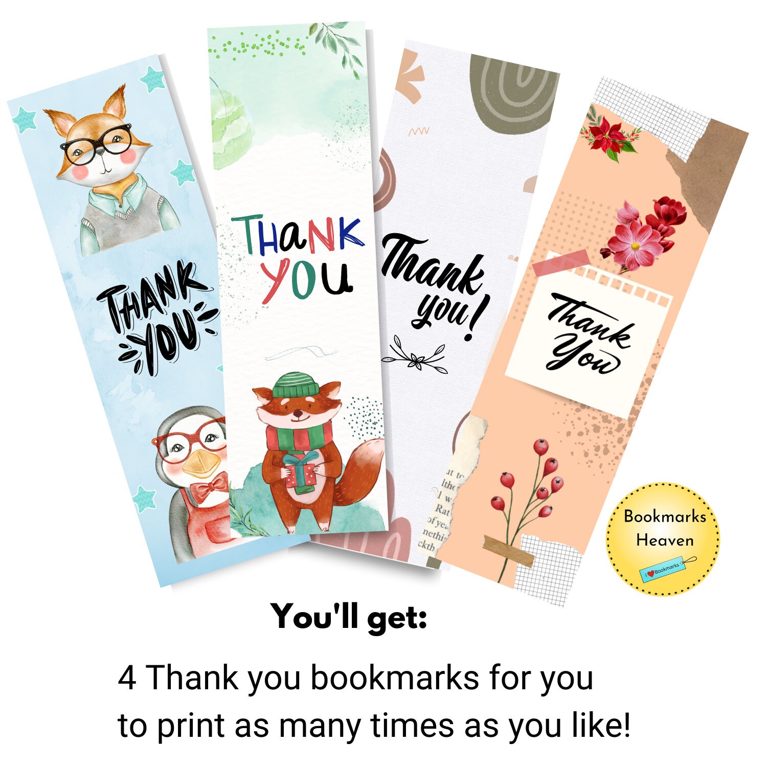 Thank You Bookmark Digital Download, Appreciation Gift Idea, Thank You ...