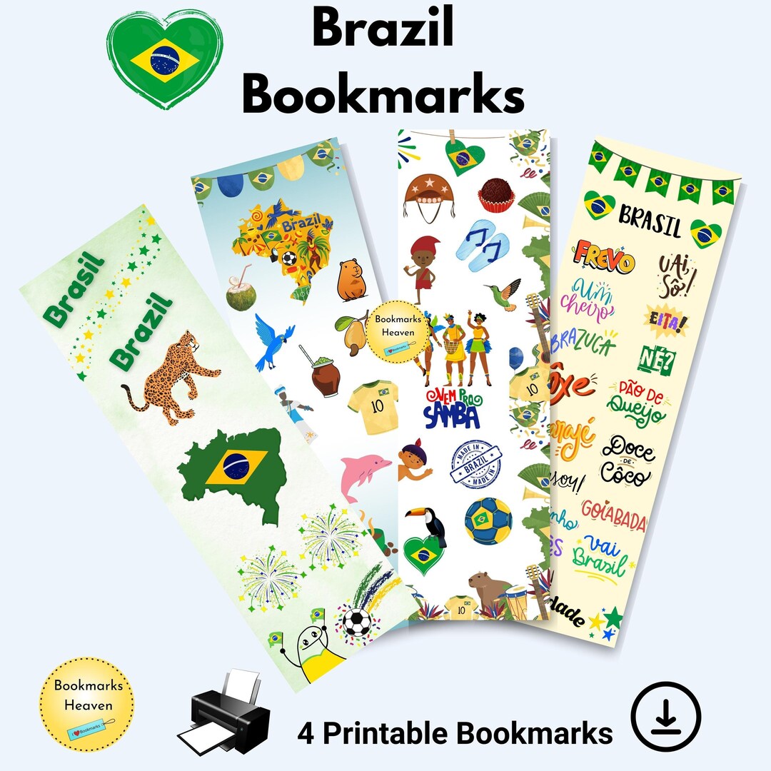Brazil Print, Brazilian Bookmarks, Brazil Culture Gifts, Book Marks ...