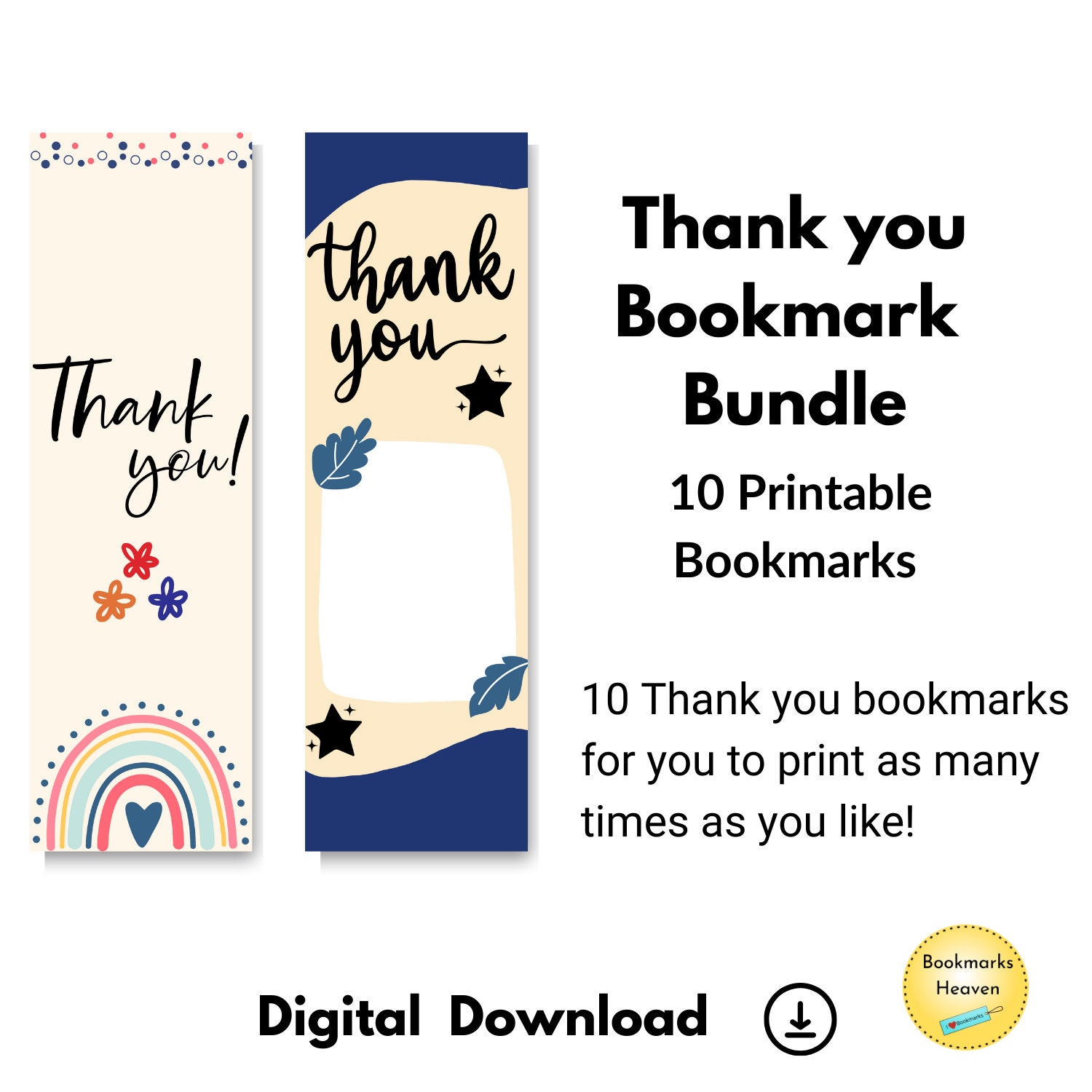 Thank You Printable Bookmarks, Thank You Bookmark Design, Thank You ...
