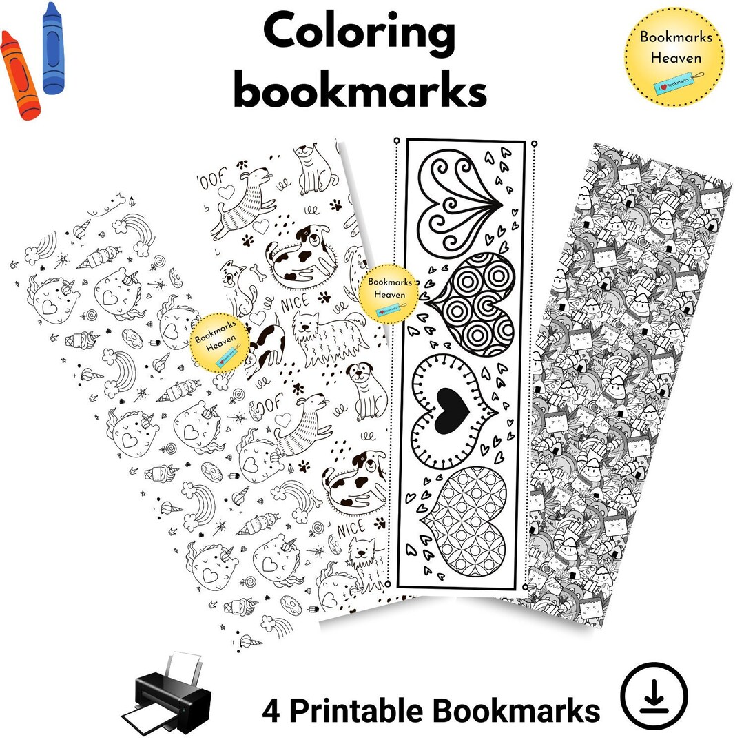 Coloring Bookmarks Printable, Coloring Gifts for Kids, Coloring ...