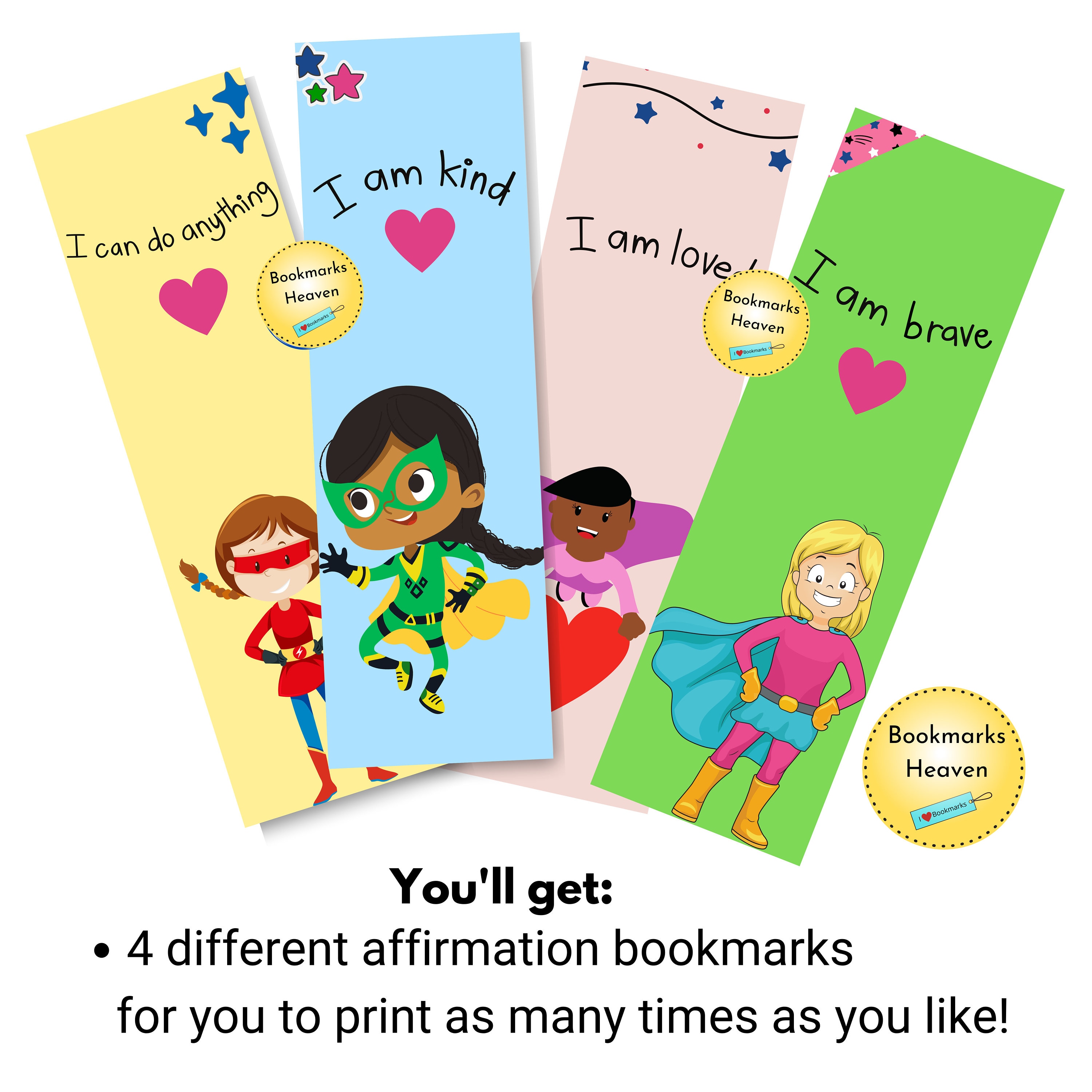 Motivational Bookmarks for Kids, Children's Affirmations Bookmark ...