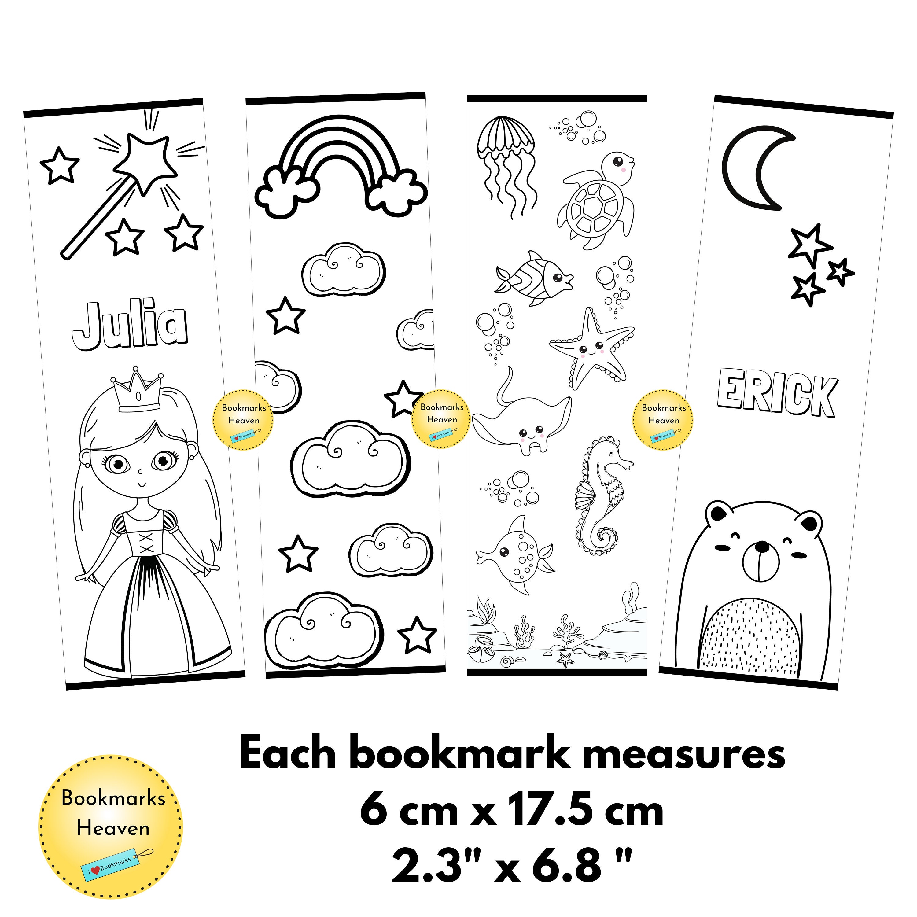 Custom Coloring Bookmarks for Kids Cute Girls Coloring - Etsy