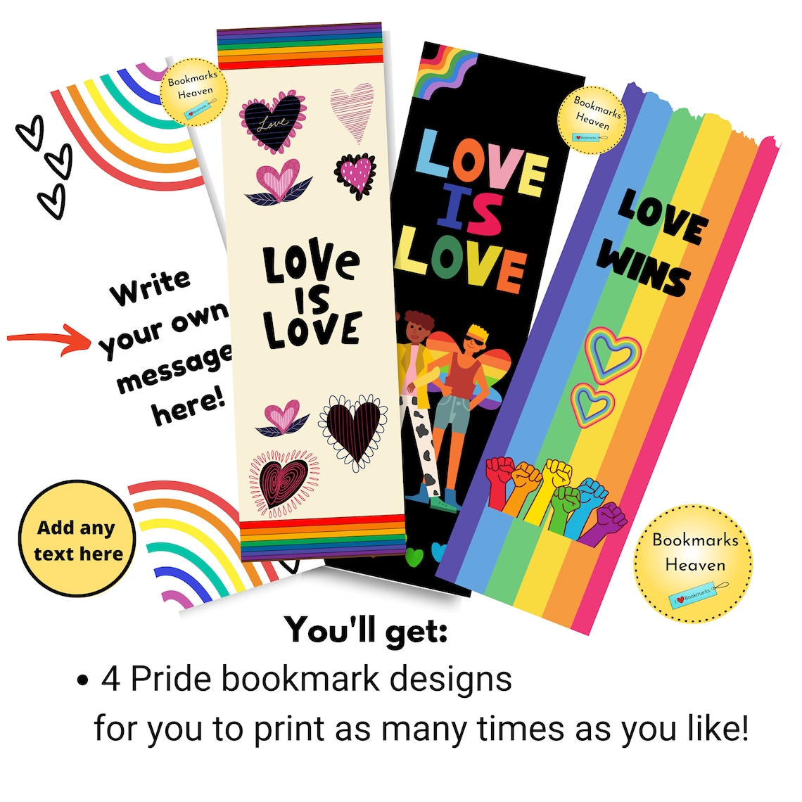 Pride Bookmarks Printable Love is Love Bookmark Pride Gifts - Etsy
