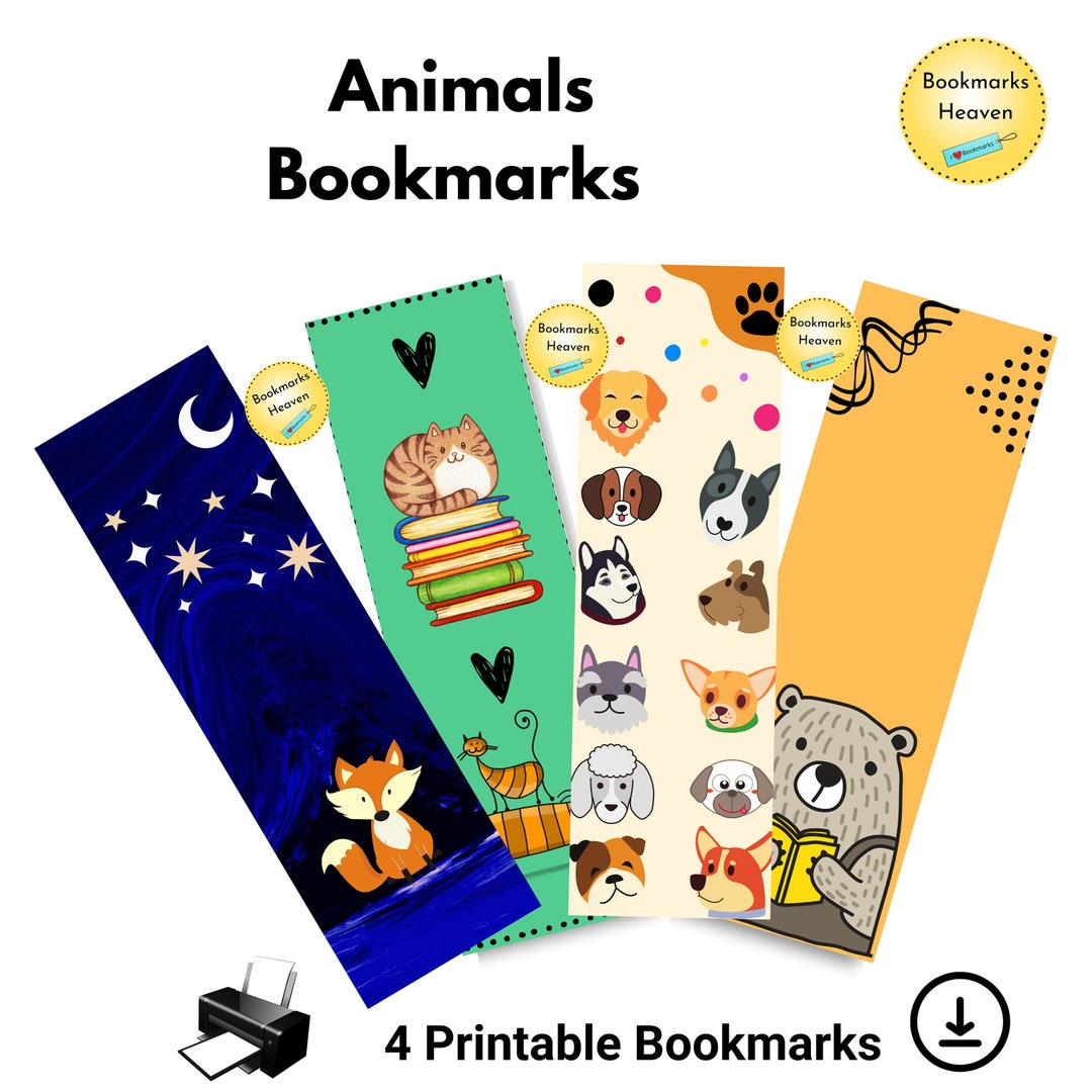 Cool Bookmarks Printable, Animals Bookish Bookmarks, PDF Bookmarks, Fun ...
