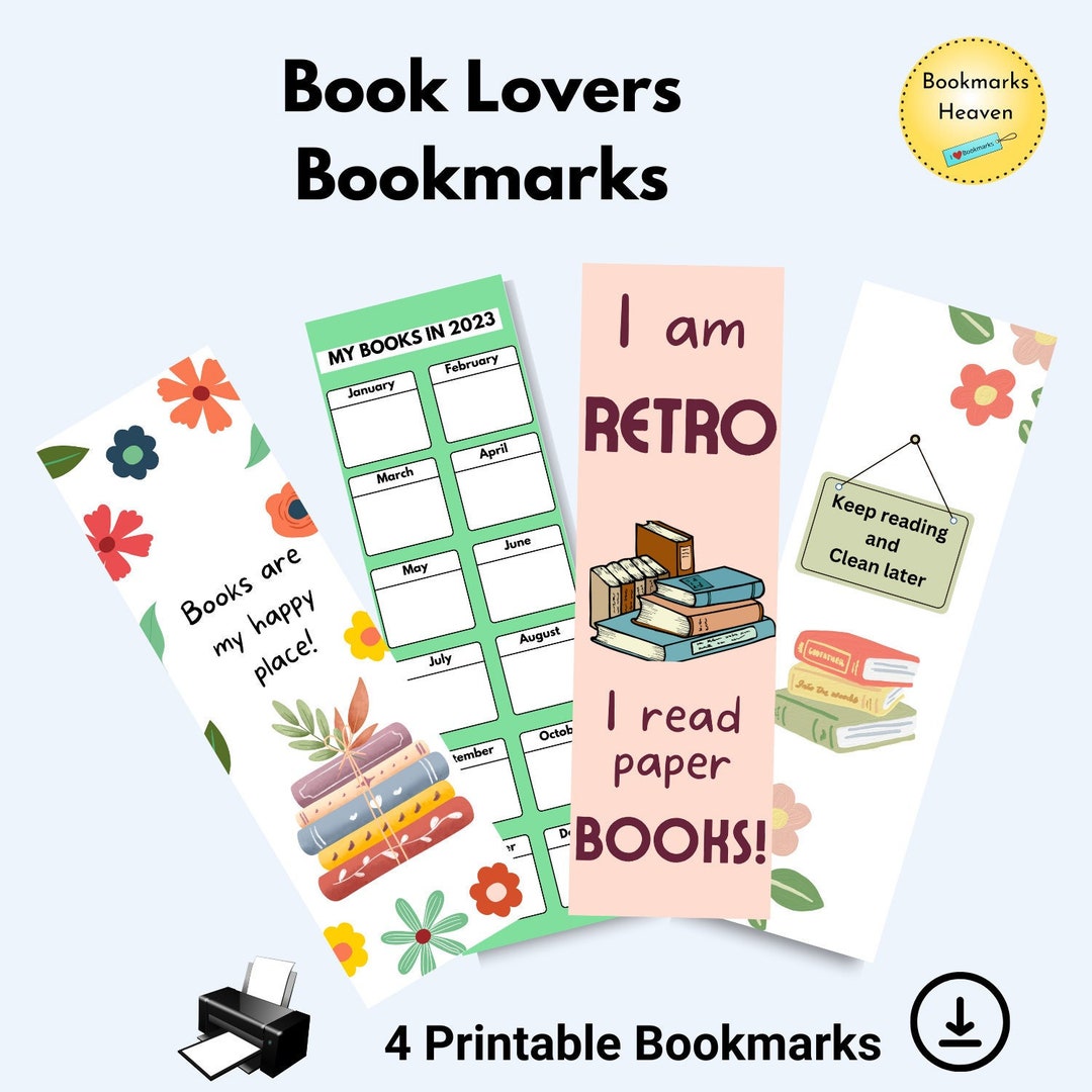 Book Lovers Bookmarks Printable, Bookworm Gifts for Mom, Cute Bookmarks ...