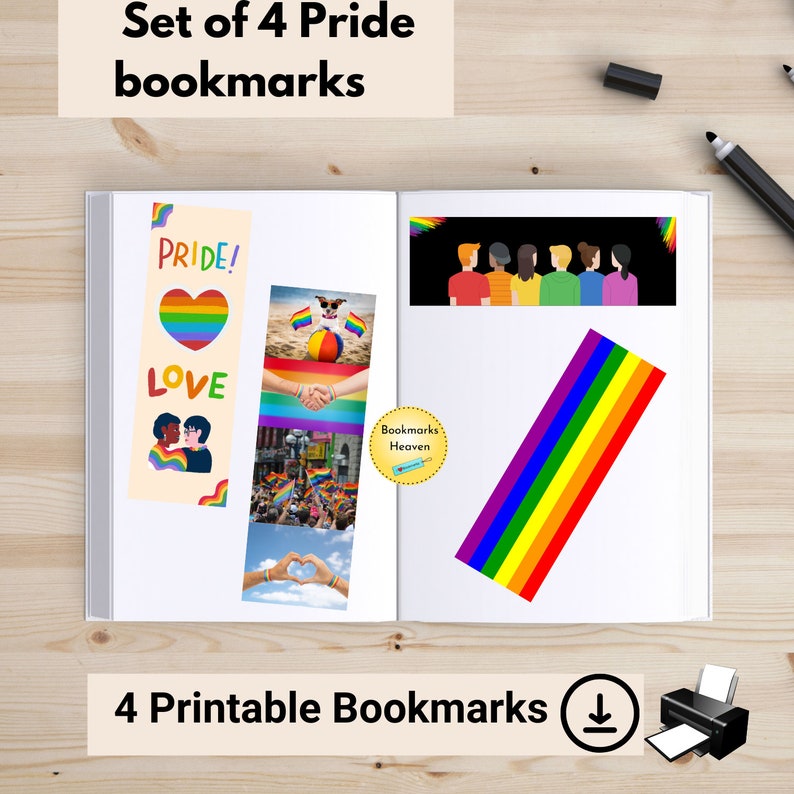 Printable Pride Bookmarks Template, LGBTQ Digital Bookmark Template ...