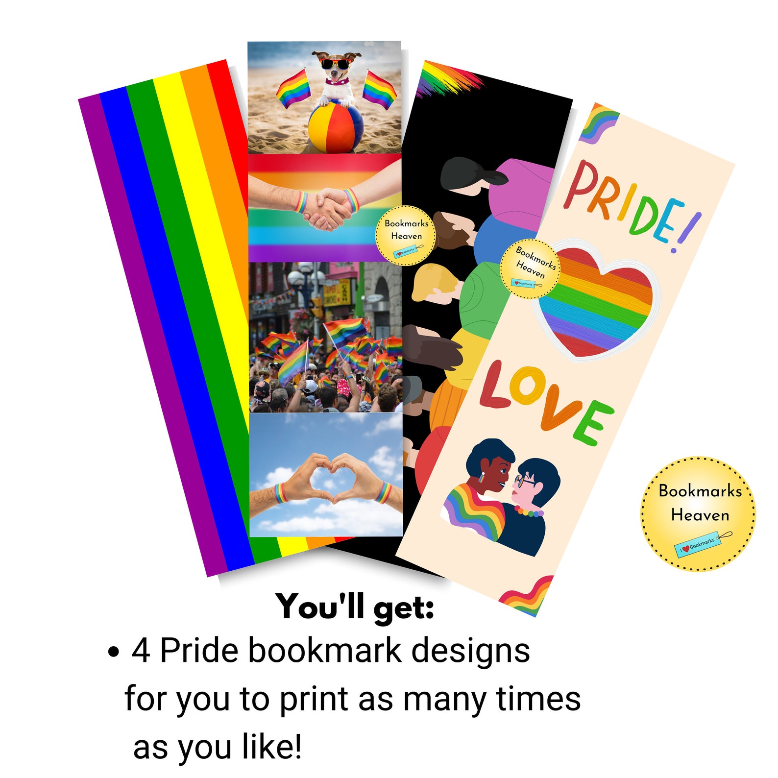 Printable Pride Bookmarks Template, LGBTQ Digital Bookmark Template ...