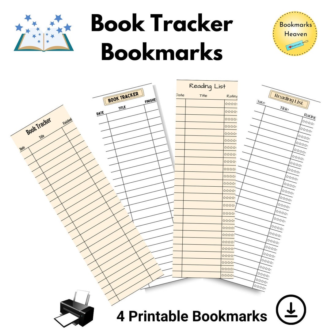 Book Club Gift Idea, Bookmark Tracker Digital Download, Bookshelf ...