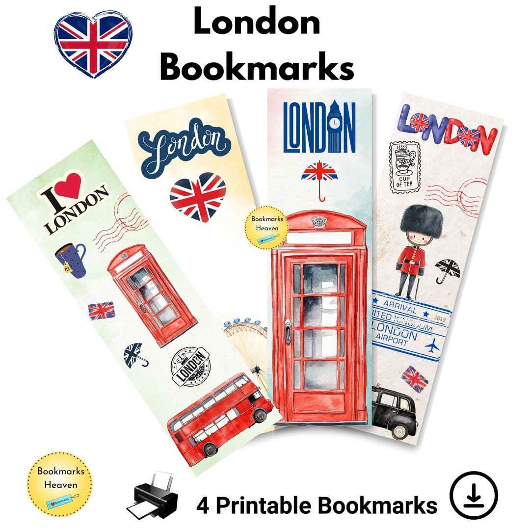 London Bookmarks Printable, London Gifts, Printable London Bookmarks ...