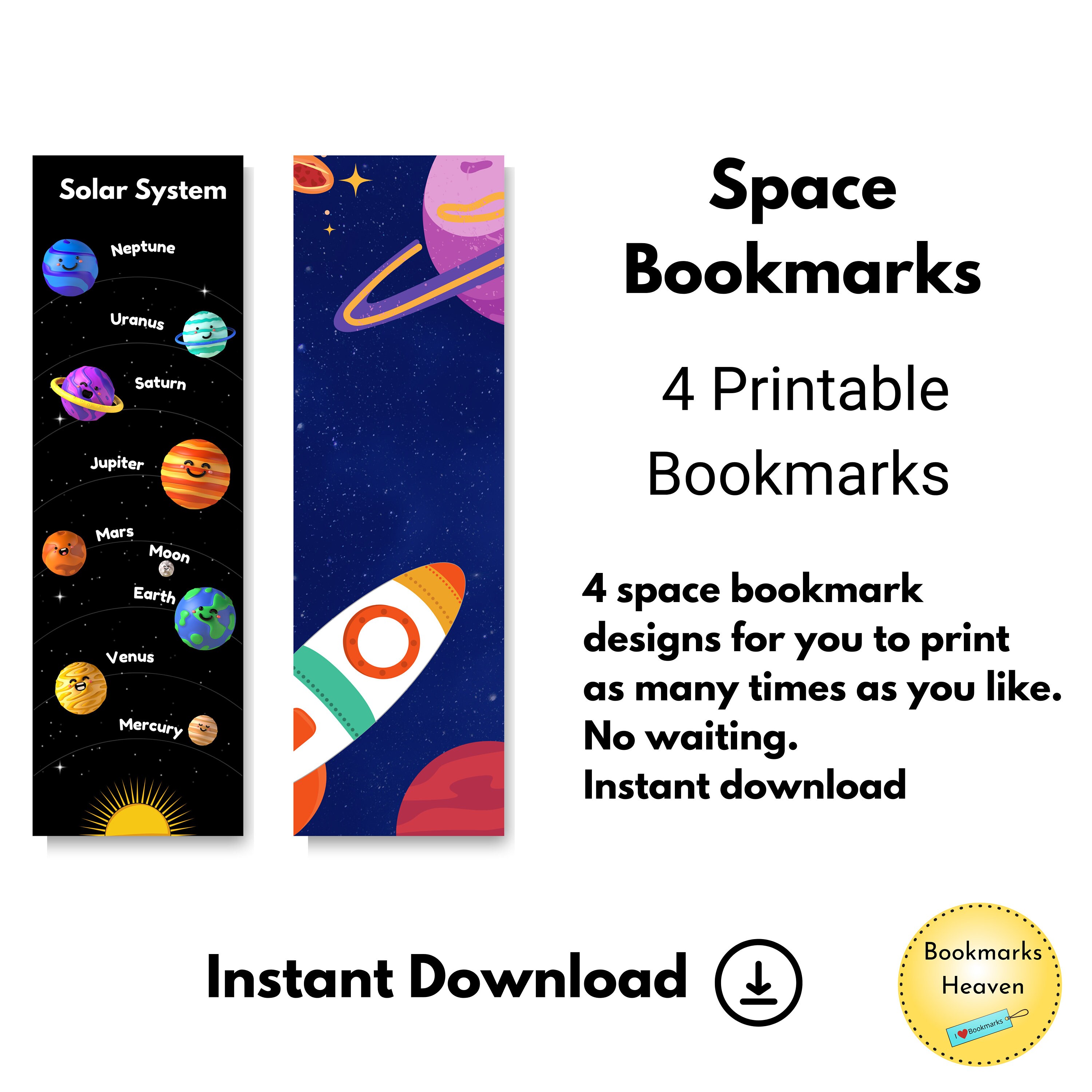 Set of Bookmarks Space, Planets Printable Bookmarks, Outer Space ...