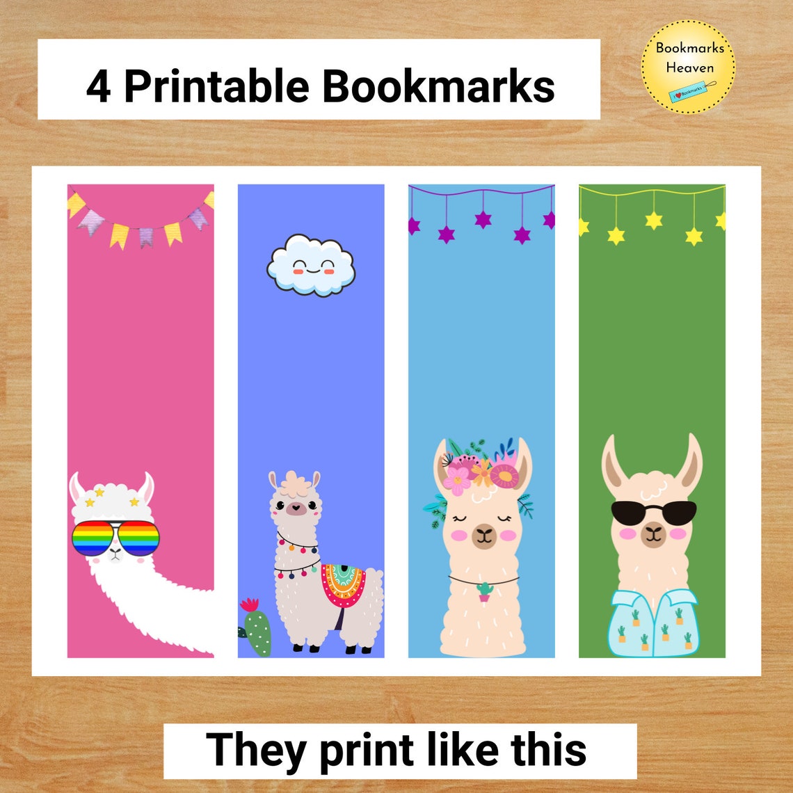 Llama Bookmarks Printable Cute Bookmarks for Women Llama - Etsy