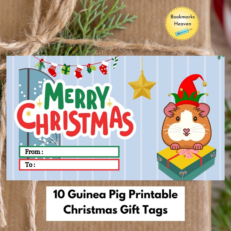 Guinea Pig Christmas Gift Tags, Guinea Pig Lover Gift Tags, Cute Guinea ...