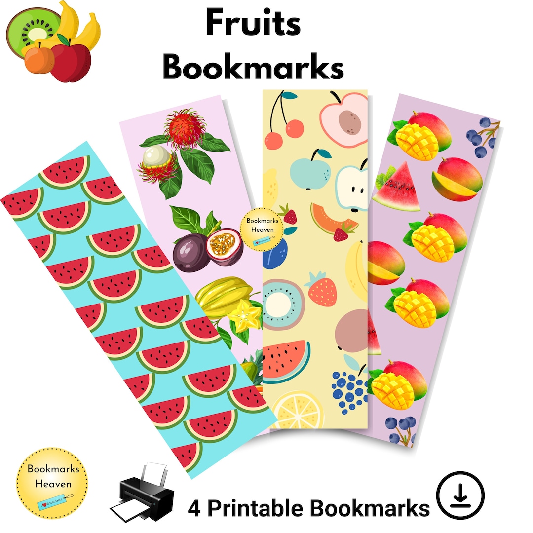 Fruit Bookmarks Printable, Tropical Fruit Digital Download, Watermelon ...