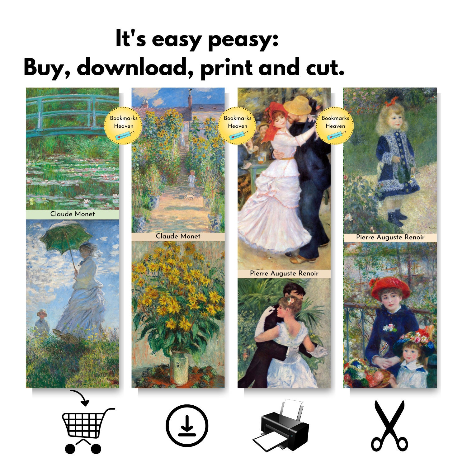 Famous Artists Bookmarks Printable Fine Art Bookmarks Digital - Etsy