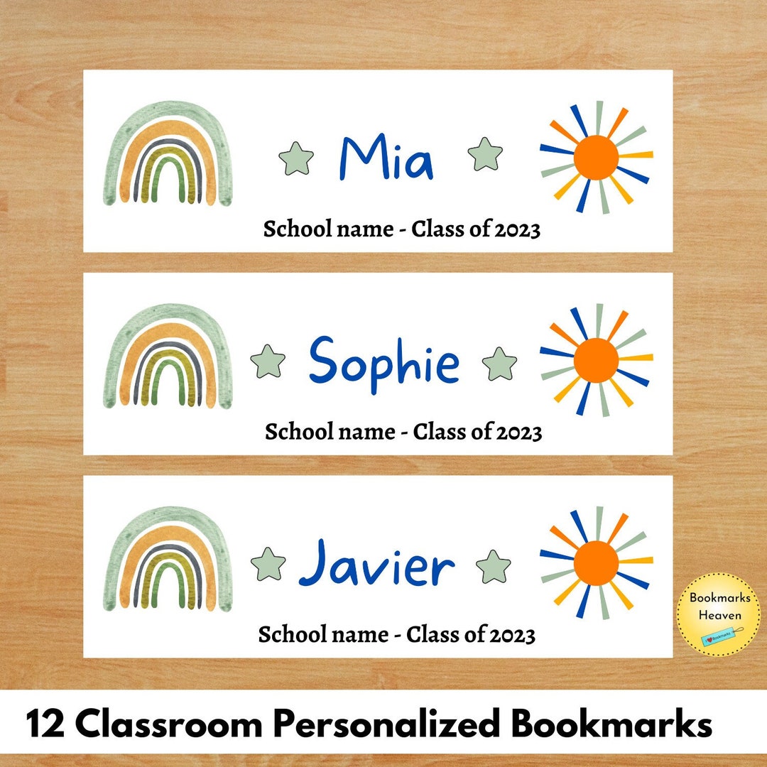 Personalized Student Bookmarks, Classroom Bookmark Printable, Pupil's ...