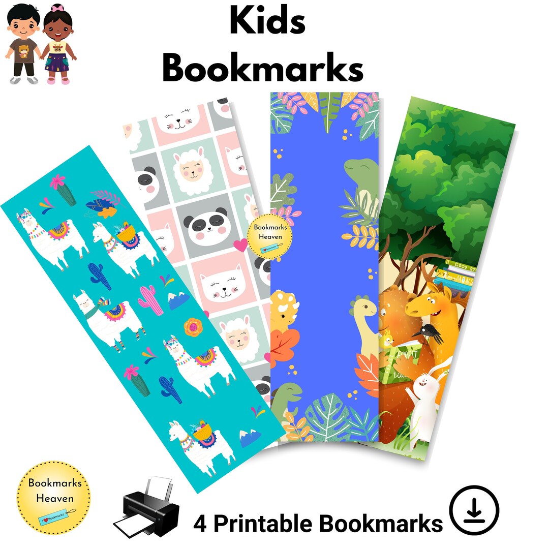 Kids Bookmark Set of 4 Printable, Llama Bookmark Designs, Reading Gift ...