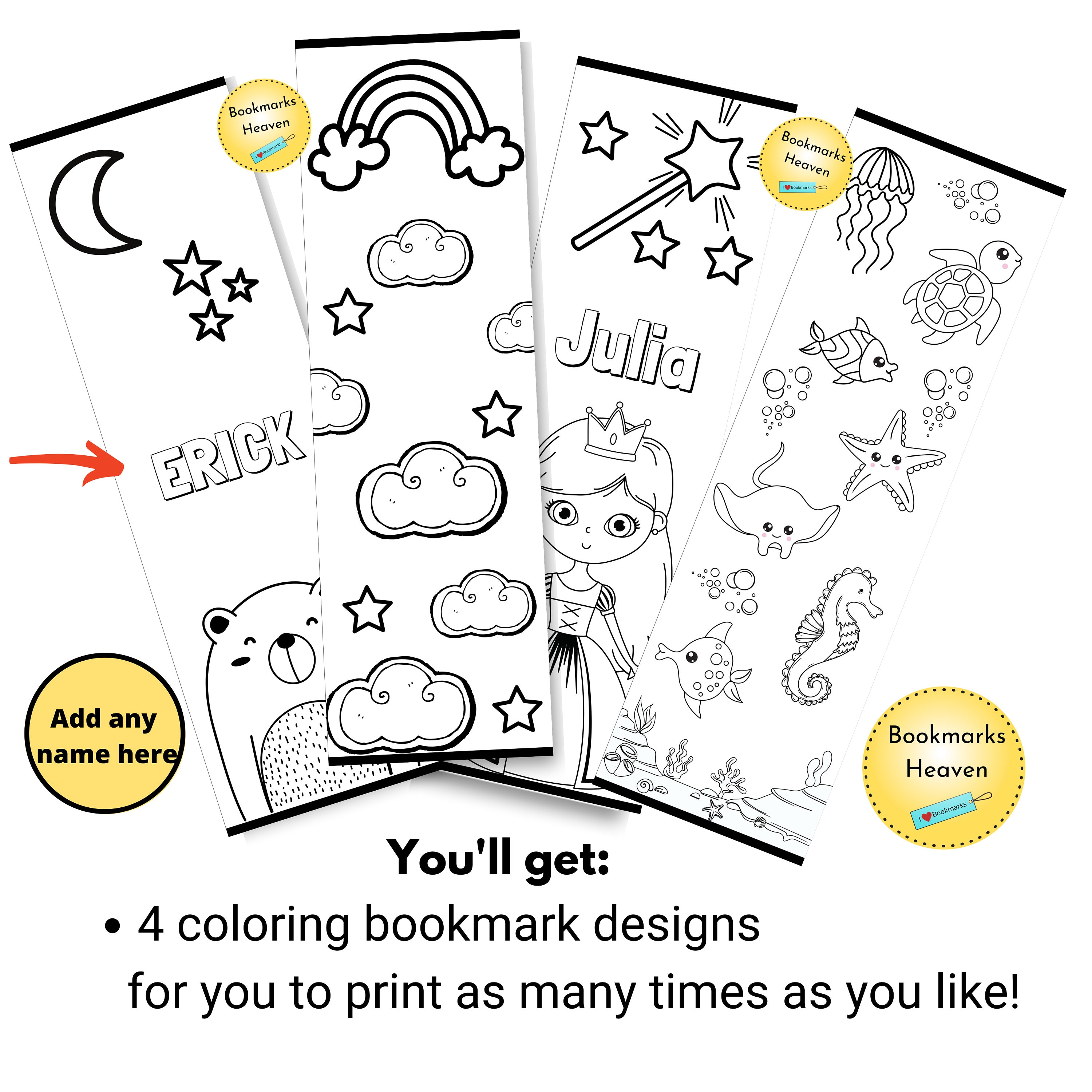 Custom Coloring Bookmarks for Kids Cute Girls Coloring - Etsy