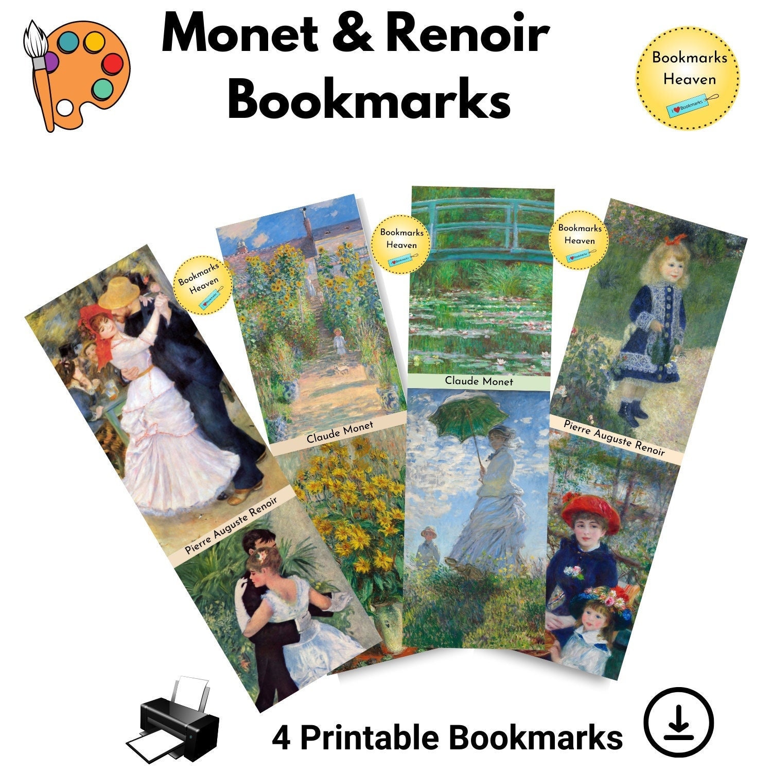 Famous Artists Bookmarks Printable Fine Art Bookmarks Digital - Etsy