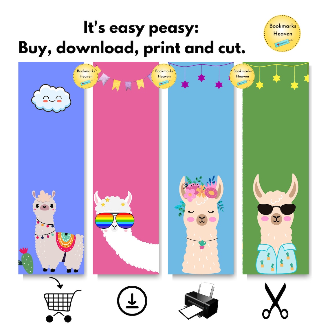Llama Bookmarks Printable Cute Bookmarks for Women Llama - Etsy