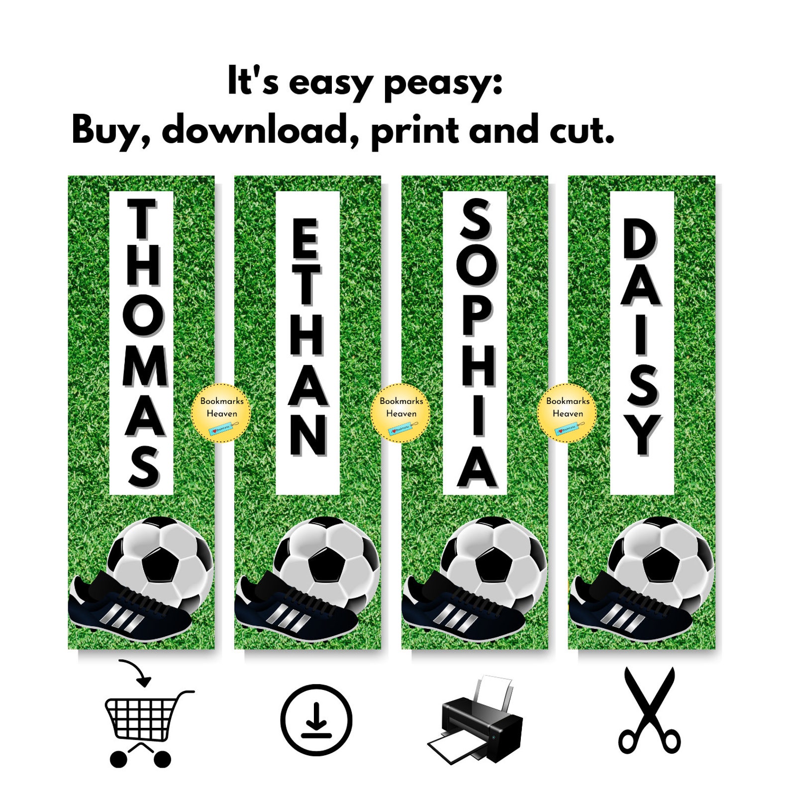 Personalized Soccer Bookmark Printable, Custom Bookmarks Digital ...