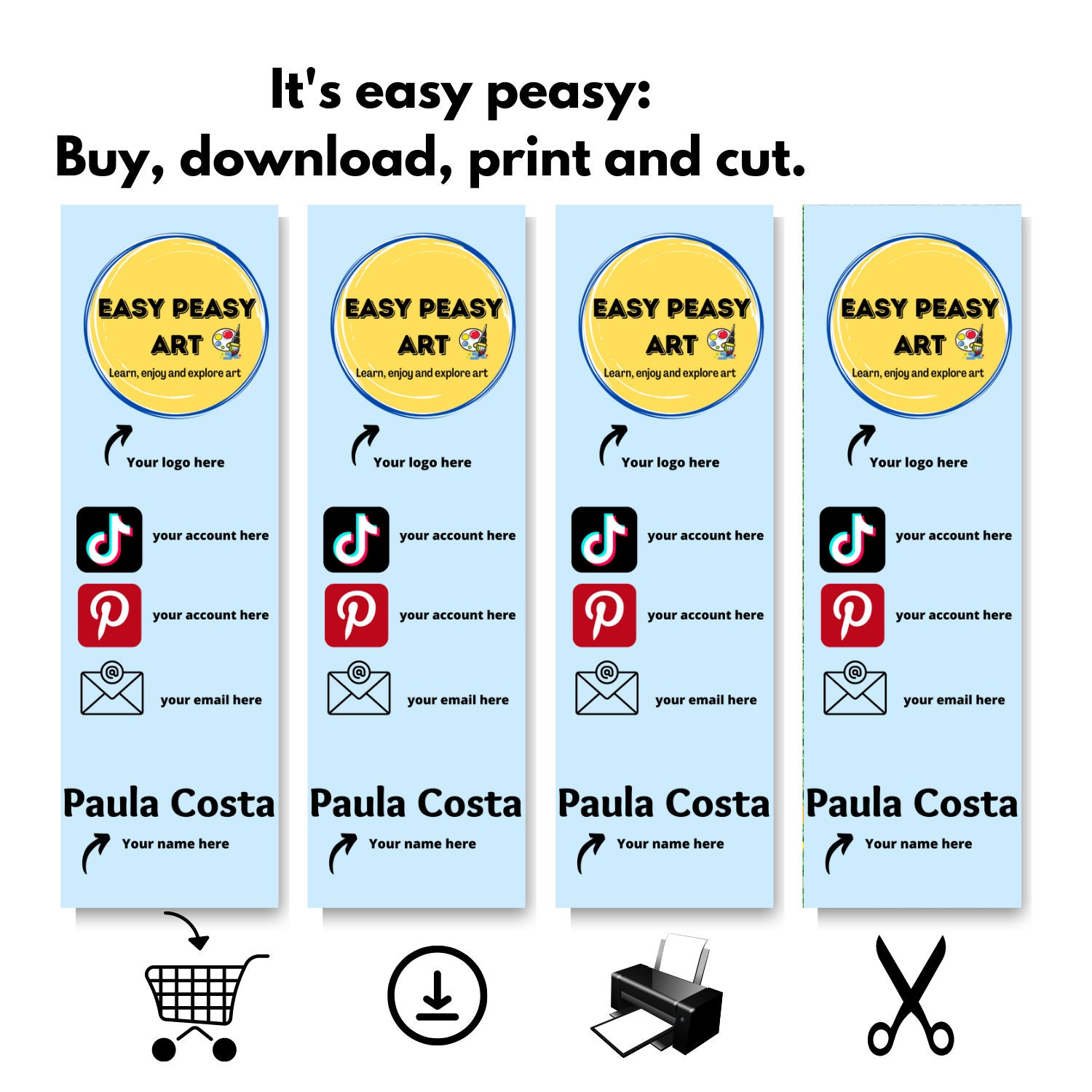 Printable Business Bookmarks Small Business Cards - Etsy