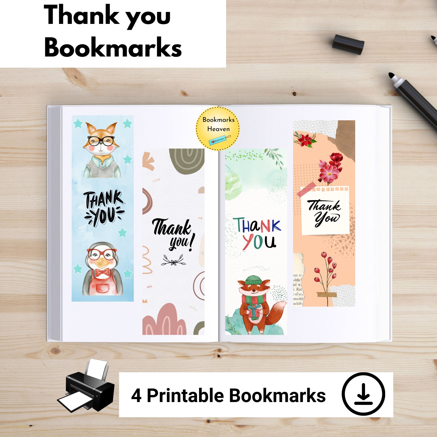 Thank You Bookmark Digital Download, Appreciation Gift Idea, Thank You ...