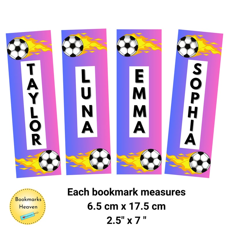 Personalized Soccer Girl Bookmarks, Custom Bookmarks Digital Download ...