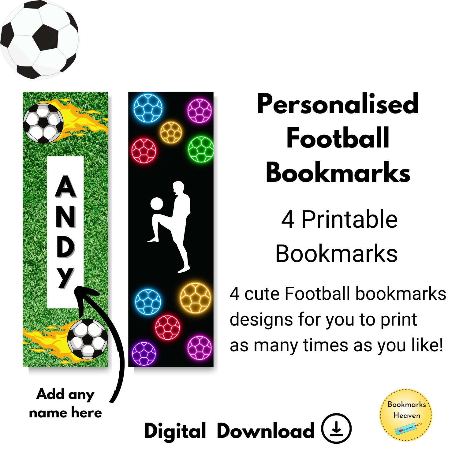 Personalized Football Bookmarks, Custom Soccer Bookmark for Kids ...