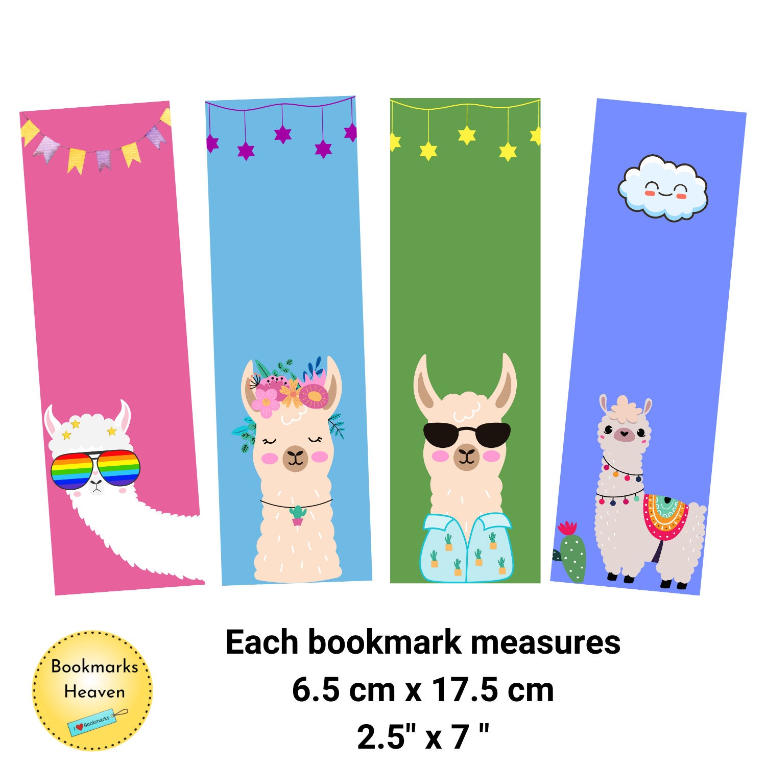 Llama Bookmarks Printable, Cute Bookmarks for Women, Llama Bookmarks ...