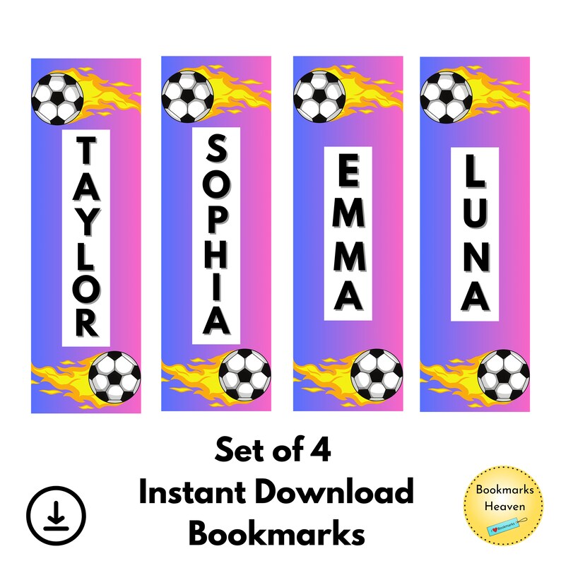 Personalized Soccer Girl Bookmarks, Custom Bookmarks Digital Download ...