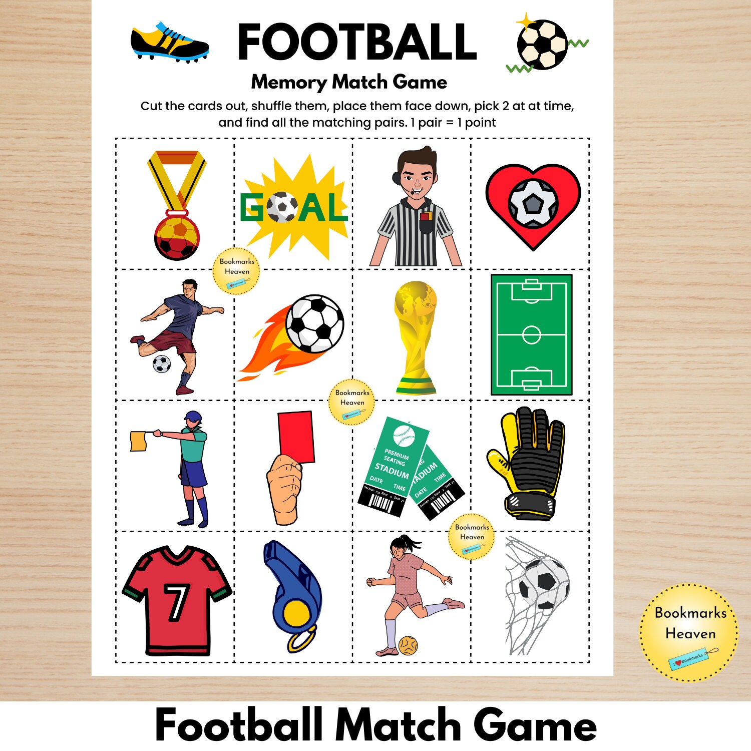 Football Memory Game, Soccer Printable Game, Sports Game for Kids, Kids ...